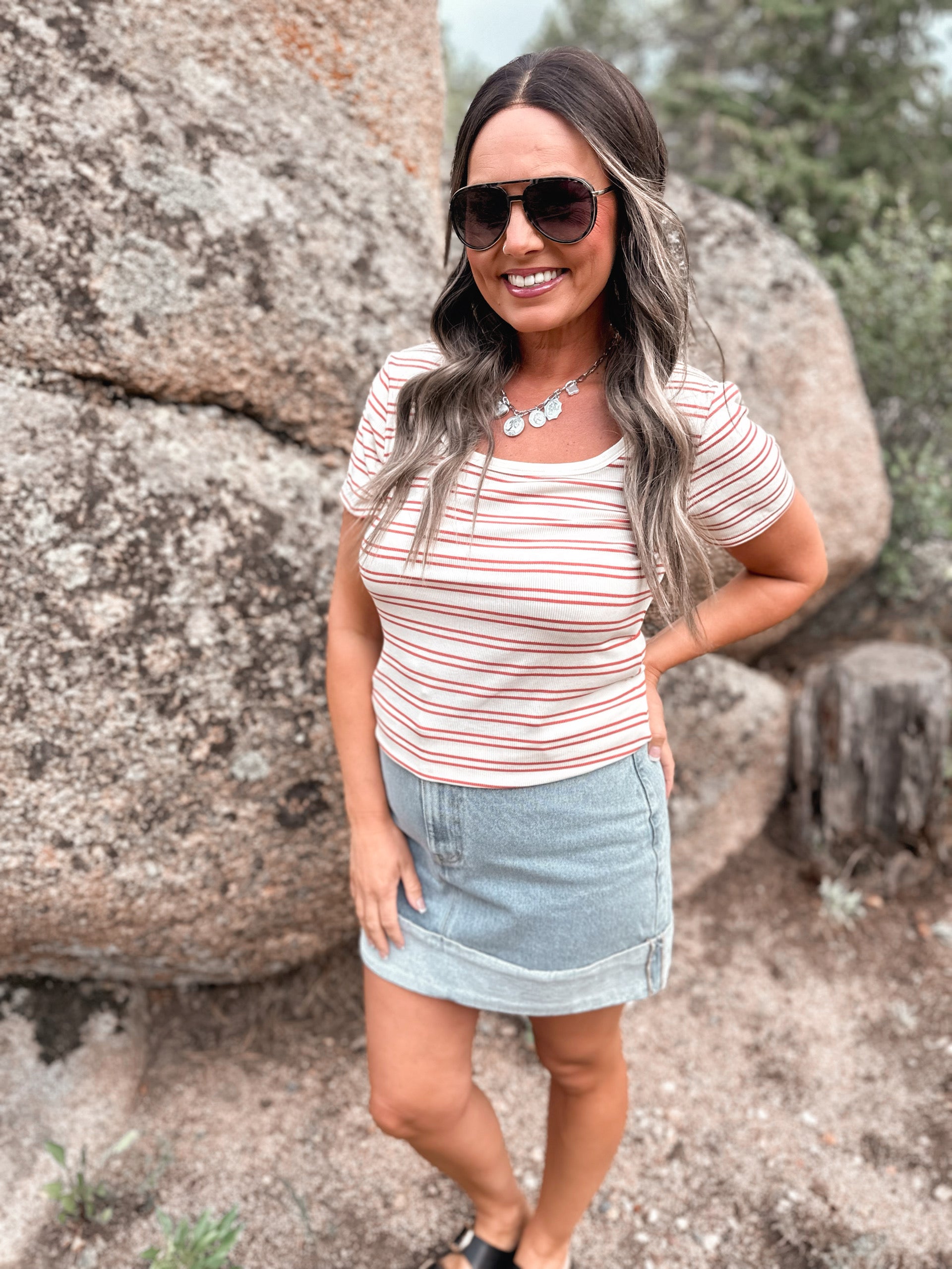 Katara Tee in Off White & Orange Stripe – Olive & Ave Clothing Boutique