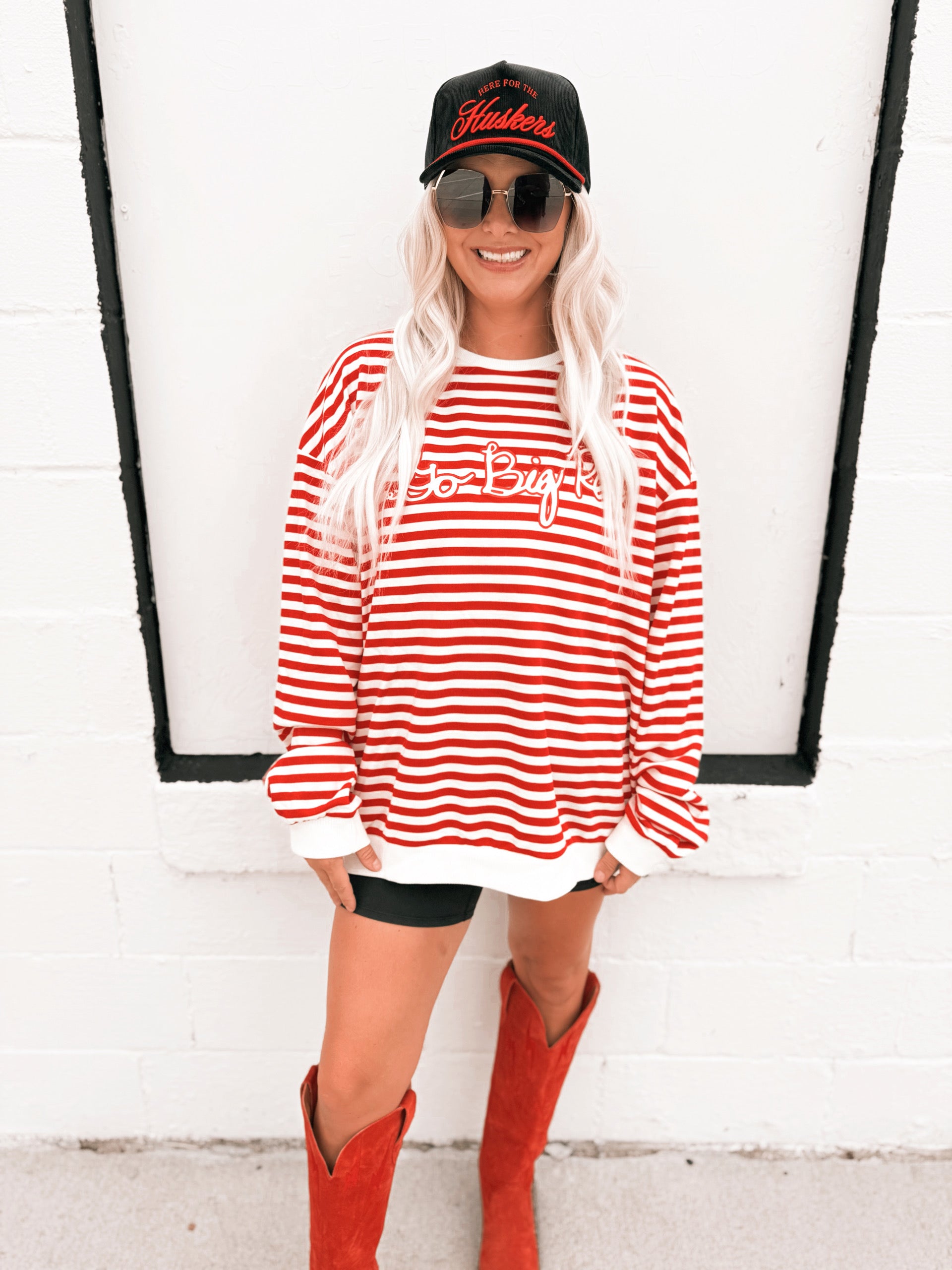 Go Big Red Striped Sweatshirt – Olive & Ave Clothing Boutique